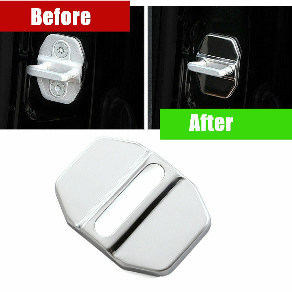 Stainless Steel Car Door Lock Buckle Protector Cover Trim Chrome Car ...