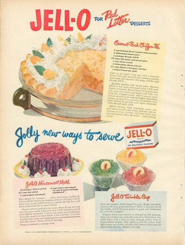 Vintage 1950s Color Magazine Advertisement Ad Jello Red Letter Desserts ...