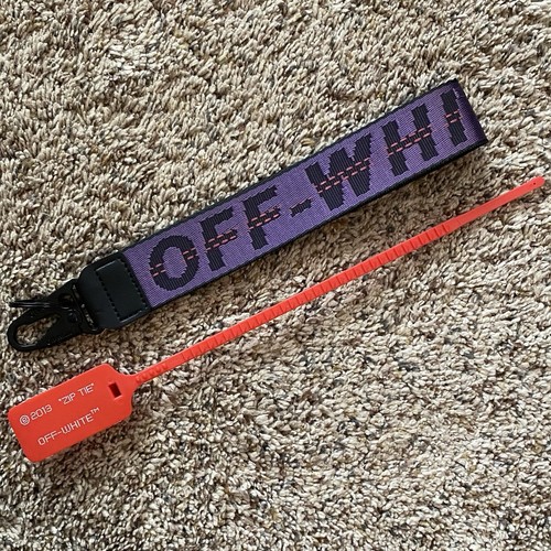 OFF-WHITE Lanyard Keychain Industrial Purple W/ Black Letters & Red Zip ...