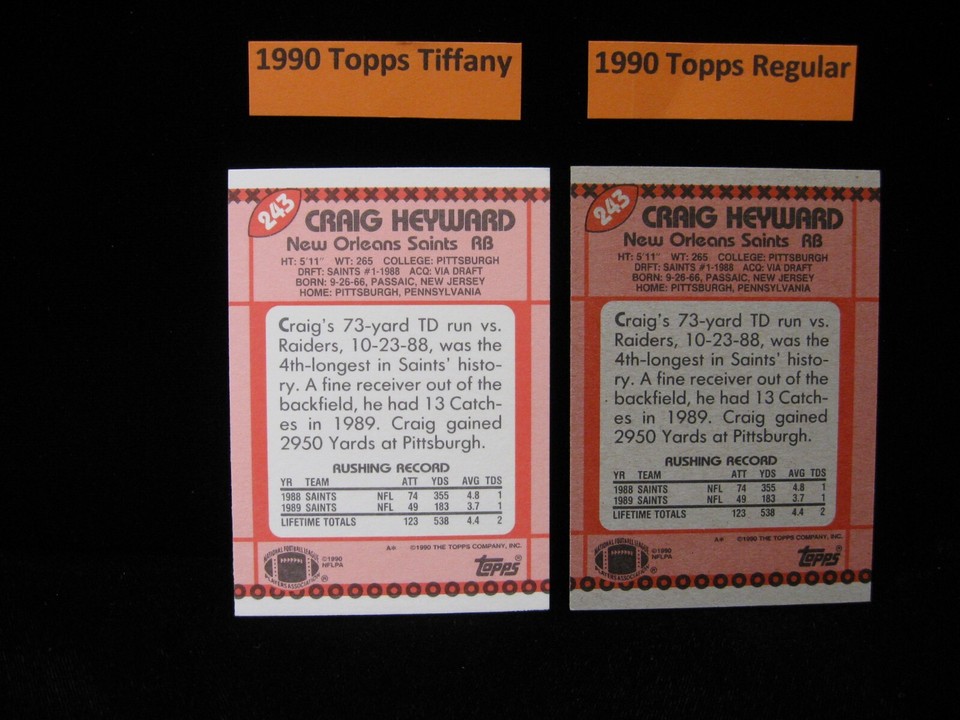 1990 Topps Tiffany Craig Heyward New Orleans Saints & Regular Card #243 ...