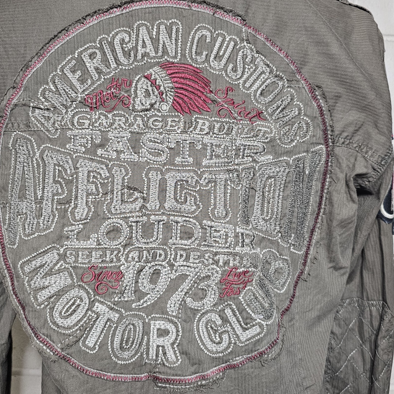 Affliction Green American Customs Long Sleeve Button … - Gem