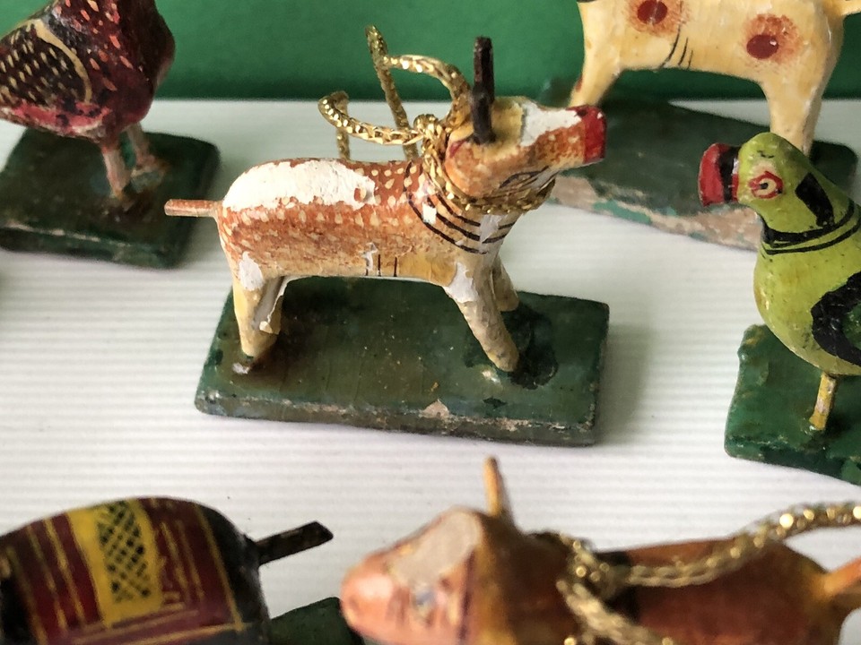 Antique Folk Art Handmade Carved Wood Painted Farm Animal Christmas ...