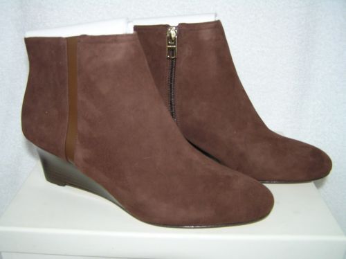 Coach Maya Suede Wedge Booties Mahogany Size 8.5 New $328 Q5328 | eBay
