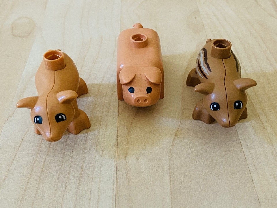 Lego Duplo 3X Pig Vintage Stripe Hog Farm Animal Figure | eBay