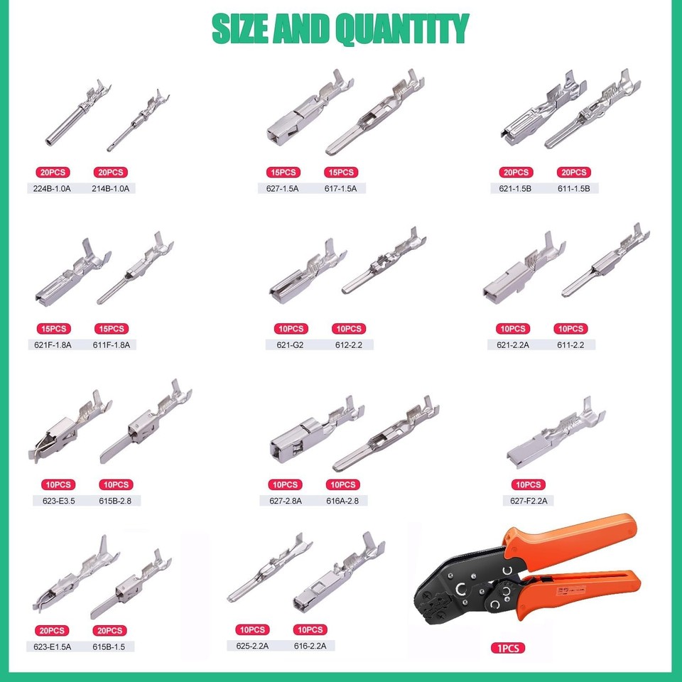 Twidec/290PCS Car Electrical Wire Terminal Pins 290PCS + Crimper Tool ...