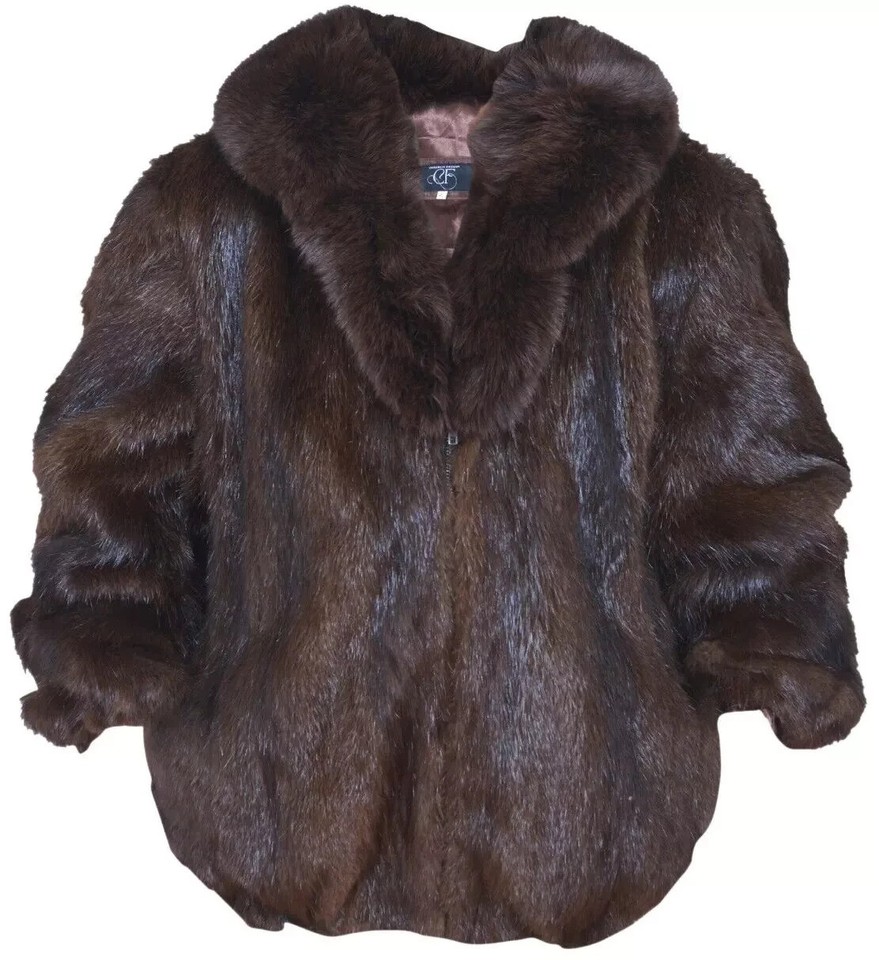 Men's Real NUTRIA FUR Jacket Coat Fox Fur Collar | eBay