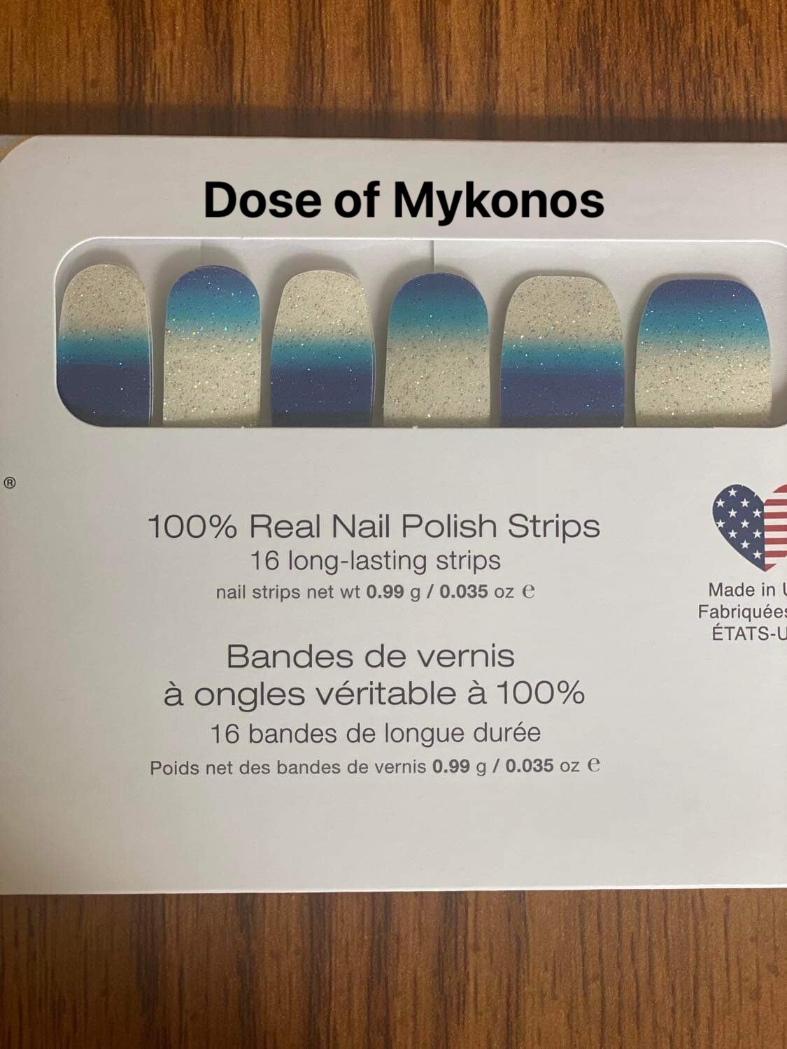 Color Street DOSE OF MYKONOS 100% nail polish strips Silver Blue ...