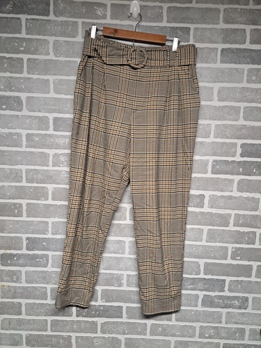 TRF Collection Zara Plaid Pleated Front Belted Womens Pants Size Large ...