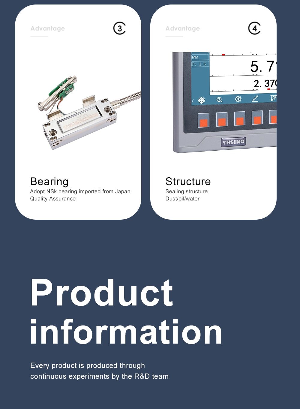 YH800-2P Metal LCD 7inch Digital Readout DRO Linear Scales Encoder ...