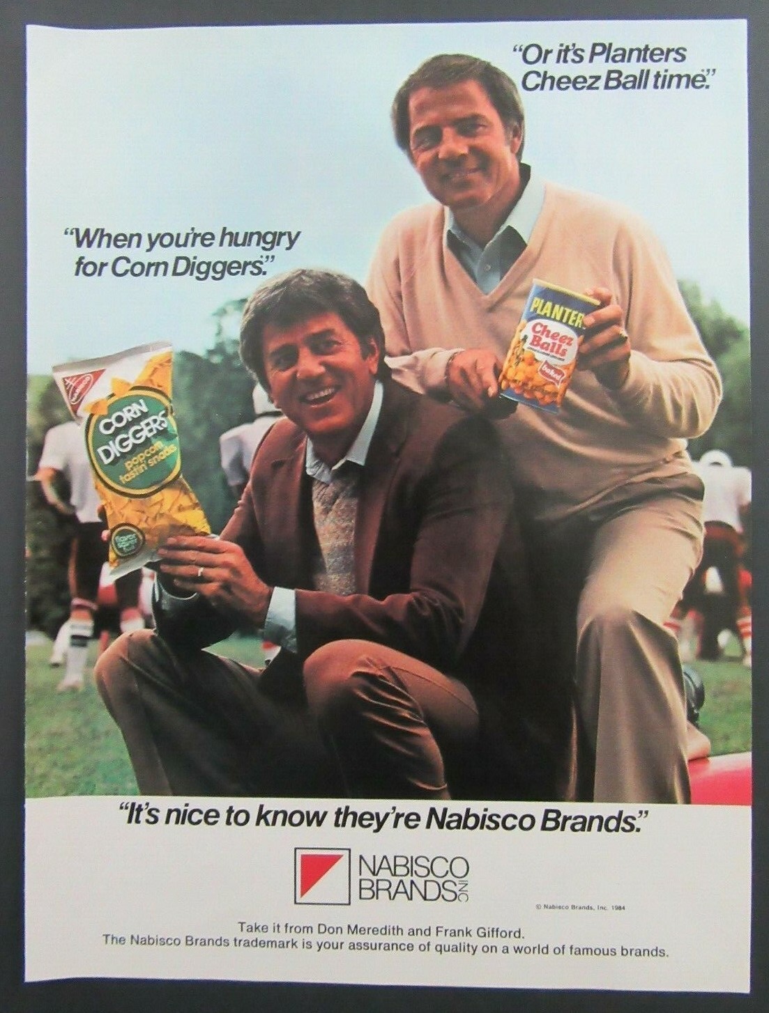 1984 NABISCO BRANDS Snacks DON MEREDITH/FRANK GIFFORD Magazine Ad | eBay