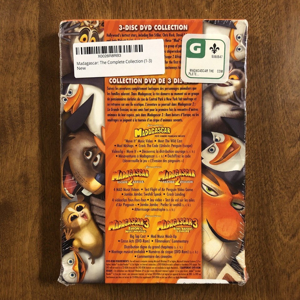 NEW Dreamworks MADAGASCAR The Complete Collection 3-Disc DVD Collection ...