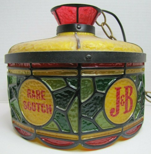 J&B RARE SCOTCH FAUX STAINED GLASS BAR PUB TAVERN AD LAMP LIGHT SHADE ...