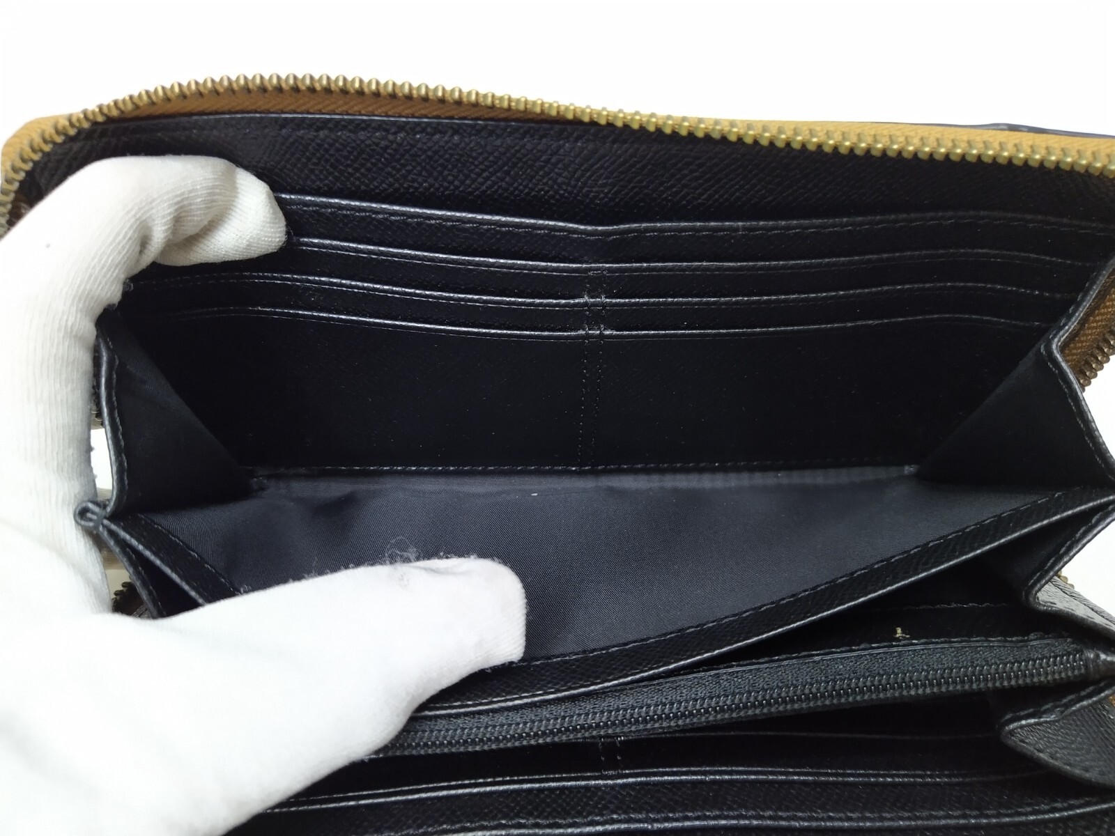 Coach Mercer Metallic Bronze Leather Zip-Around Credit Card Long Wallet ...