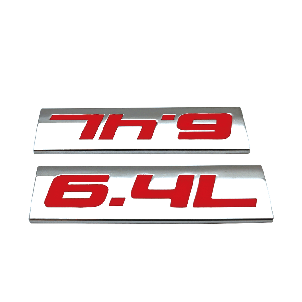 2Pcs Metal Silver& Red 6.4L Logo Emblem Fender Door 6.4 Car Badge Sport ...