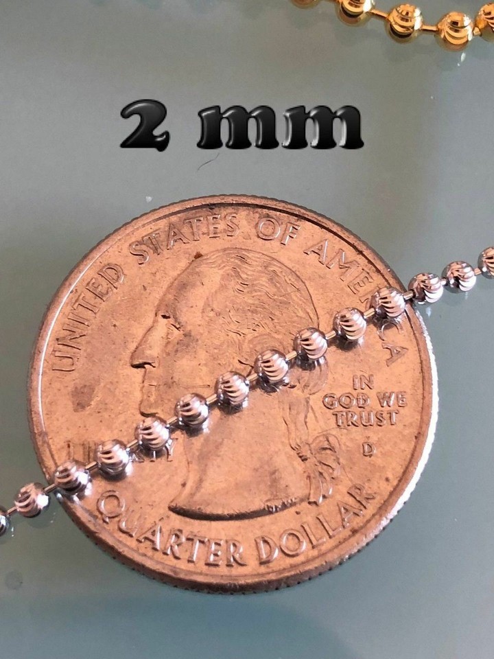 Ball Moon Chain SOLID 925 Silver 14k Yellow Gold Plated Hip Hop Cut Men ...