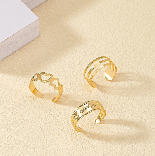 3pcs/set Heart Decor Hollow Out Cuff Toe Ring | eBay