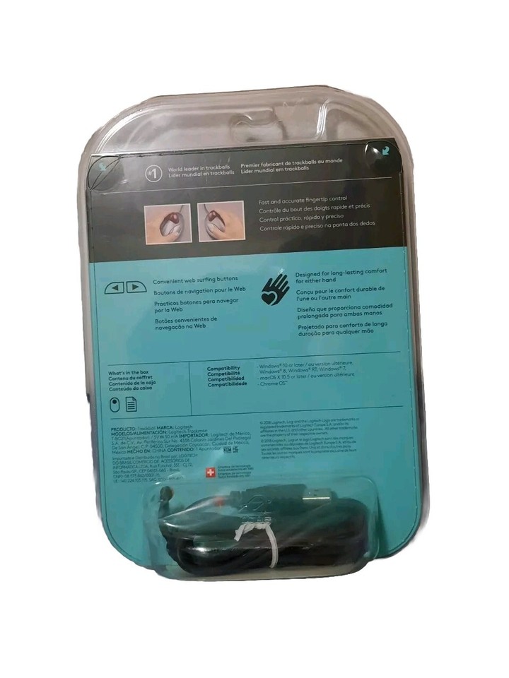 Logitech Trackman T-BC21 Corded Trackball Mouse / 910-000806 Brand New ...