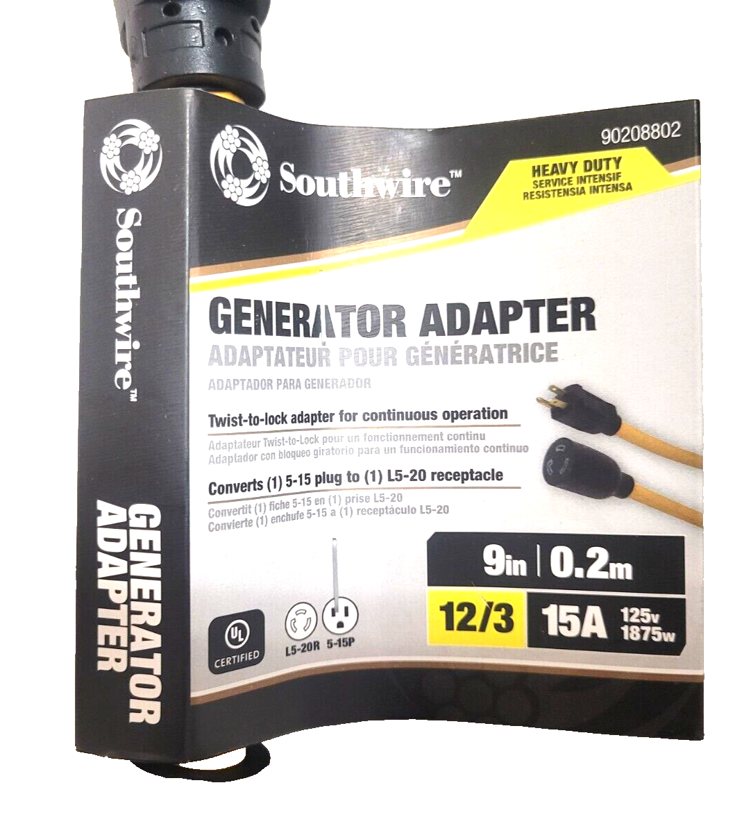 Southwire 90208802 Twist Lock Cord Adapter 125V 20A Fem 5-15P 15A Male ...