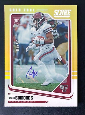 2018 Score Rookies Gold Zone Signatures /50 CHASE EDMONDS #361 Rookie ...