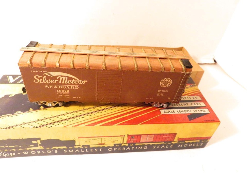HO TRAINS VINTAGE VARNEY SILVER METEOR BOXCAR KIT- BUILT - BOXED- FAIR ...