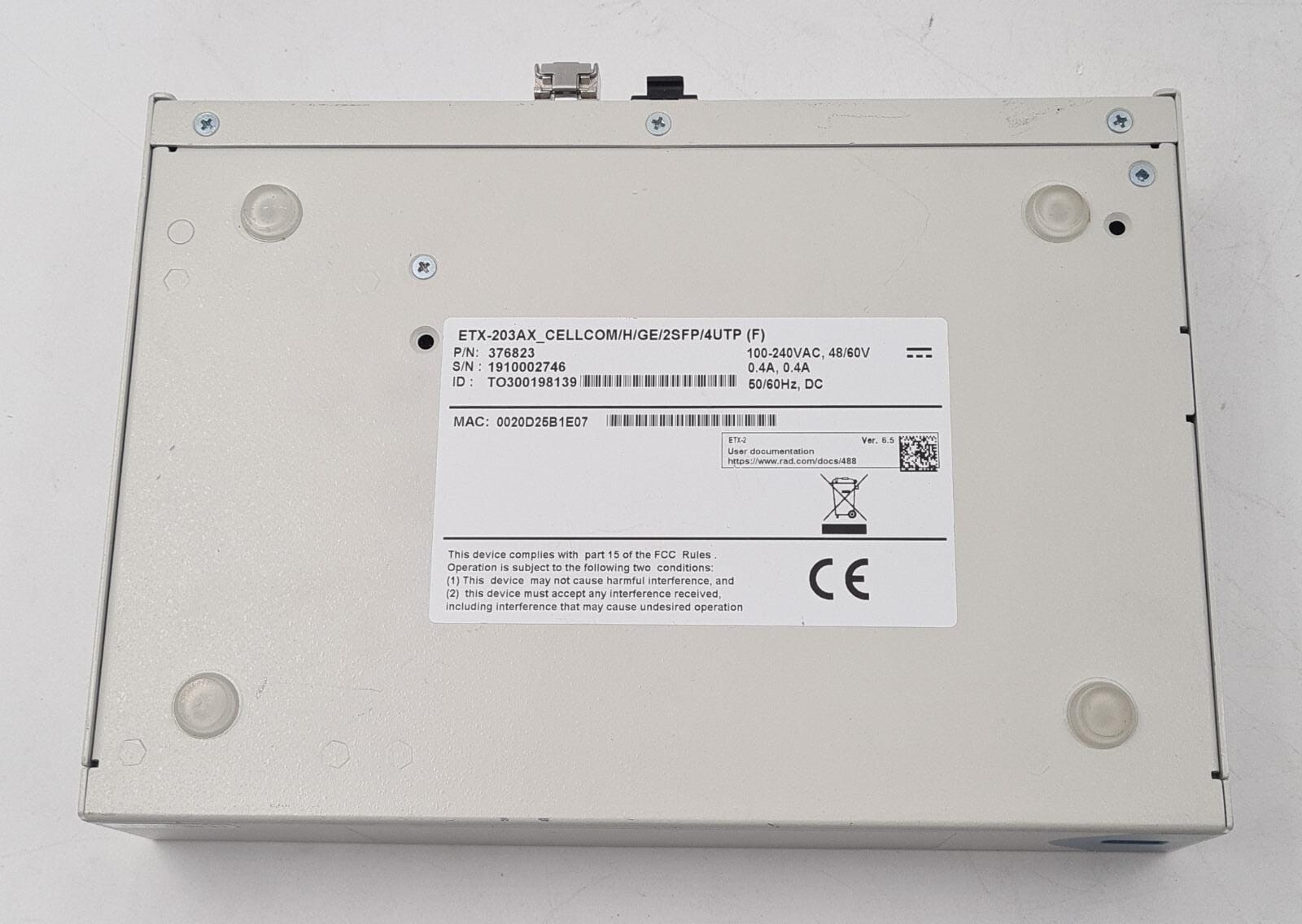 RAD ETX-203AX CELLCOM/H/GE/2SFP/4UTP (F) 376823 SWITCH MODULE 6661950000 | eBay UK