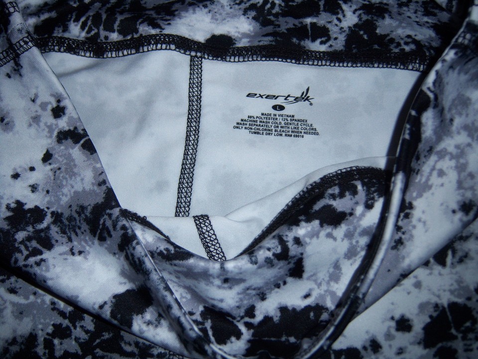 Exertek Leggings BLK WHITE Athletic lounge Pants Large Cotton spandex ...