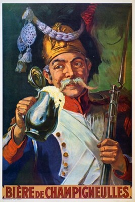 French Vintage 12x18 Illustration Advertisement Beer Poster Soldier ...