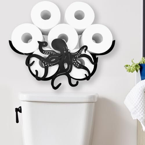Funny Octopus Holder,Black Metal Storage,Space-Saving Holder Wall Mount ...