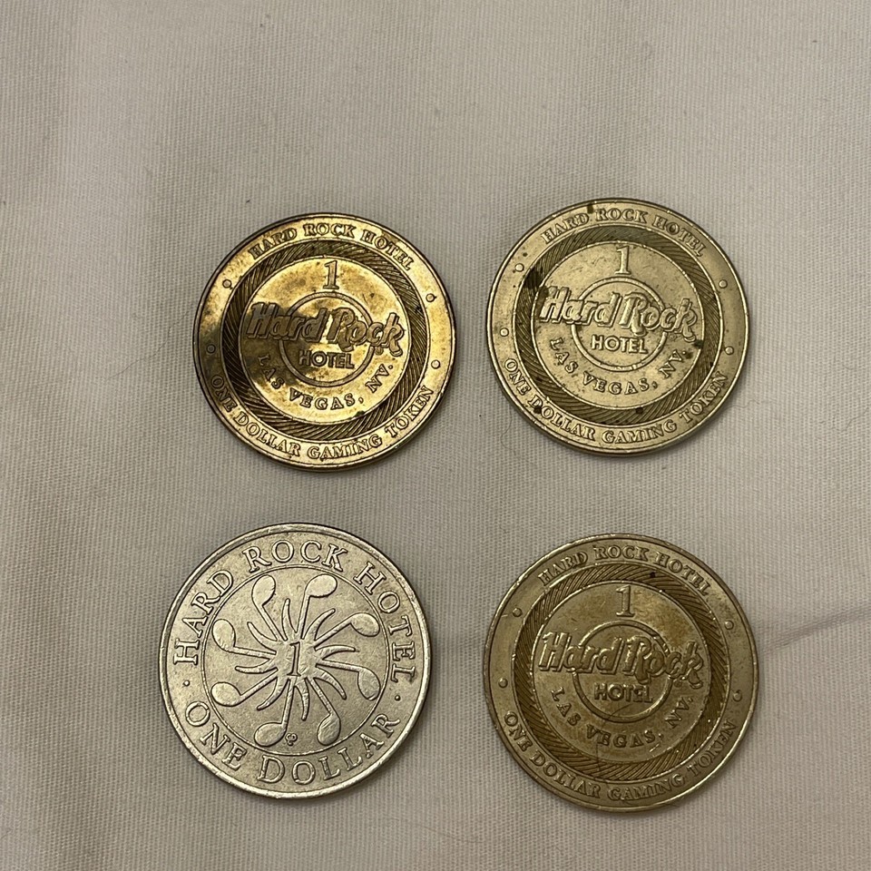 4 Hard Rock Hotel Casino $1 One Dollar Gaming Tokens Las Vegas Nevada ...