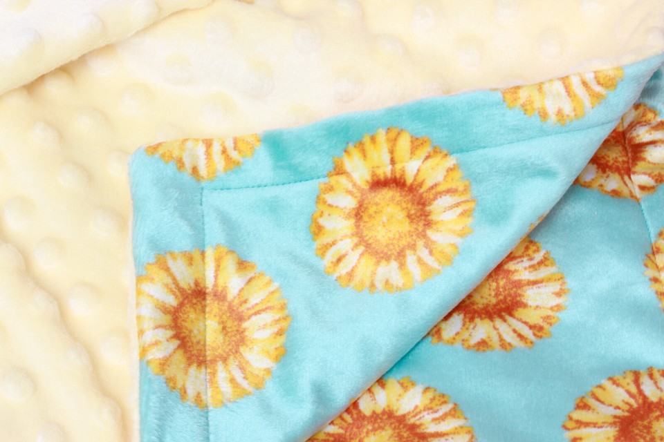 Handmade baby blanket Sunflower blue and yellow | eBay