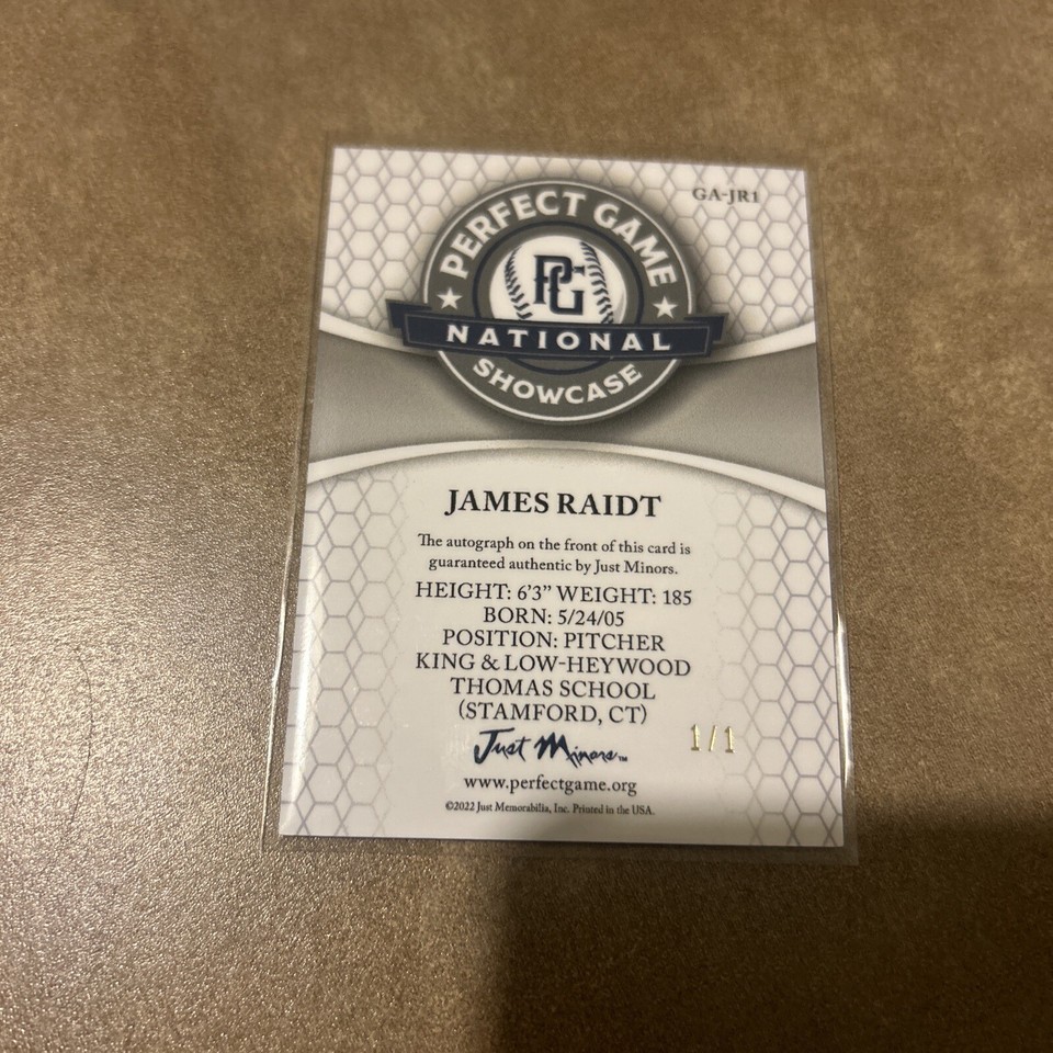 JAMES RAIDT 2022 Leaf Perfect Game Showcase BURST AUTO #'d 1/1 Duke | eBay