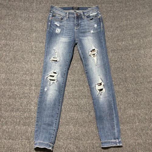 Judy Blue Skinny Fit Jeans Womens 7/28 Stretch Distressed Patch Custom ...