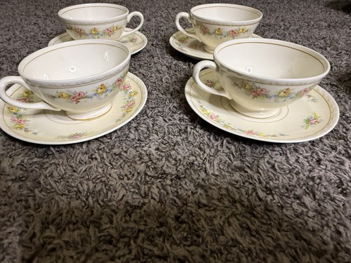 Homer Laughlin Georgian Eggshell Countess Rose E44N5 Tea Cups & Saucers ...