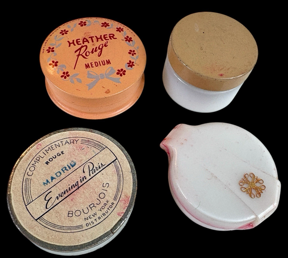 Lot of 4 Vintage Antique Rouge Red Pink Face Make-up Theater Style ...