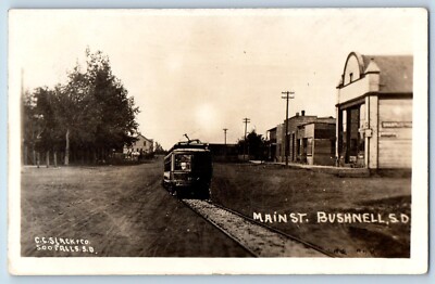 Bushnell SD Postcard RPPC Photo Main St. Trolley Photoshopped Slack ...