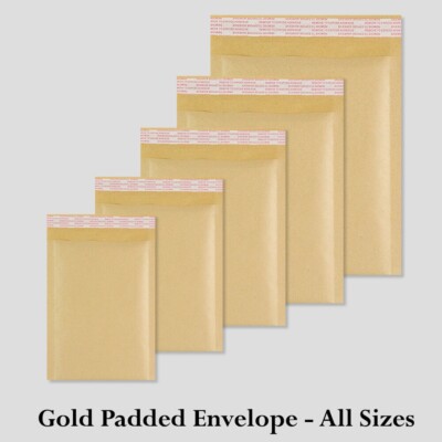 5 10 25 50 100 500 Envelopes Best Quality All Sizes Gold Padded Bubble ...