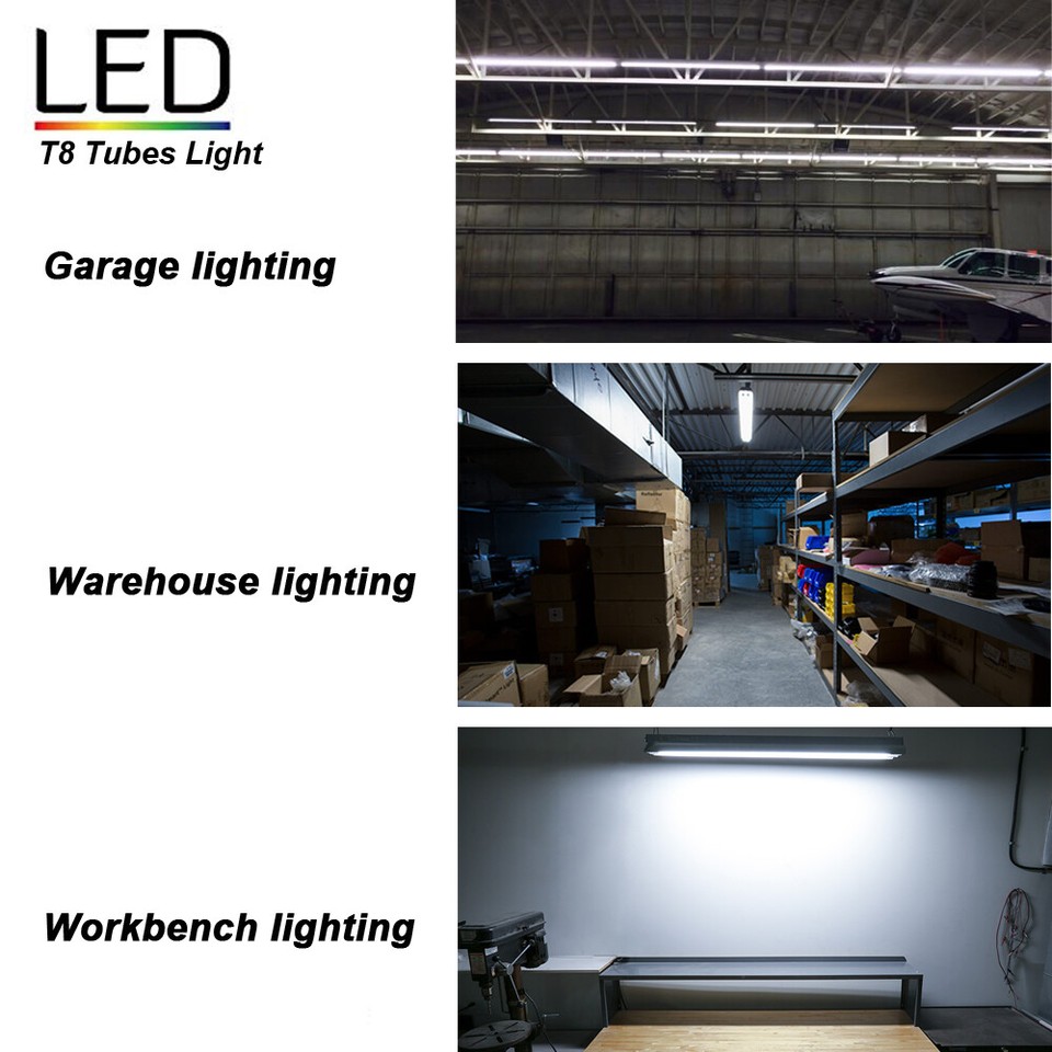 T8 8ft Linkable LED Shop Light Fixture, 8 Foot 8' Warehouse LED Strip ...