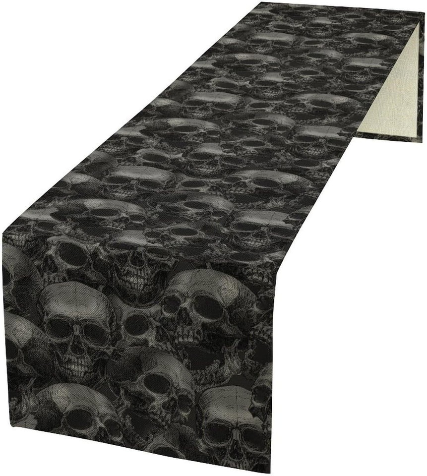 Horror Skull Table Runner Gothic Skeleton 13W x 36L (Pack of 1), Skull ...