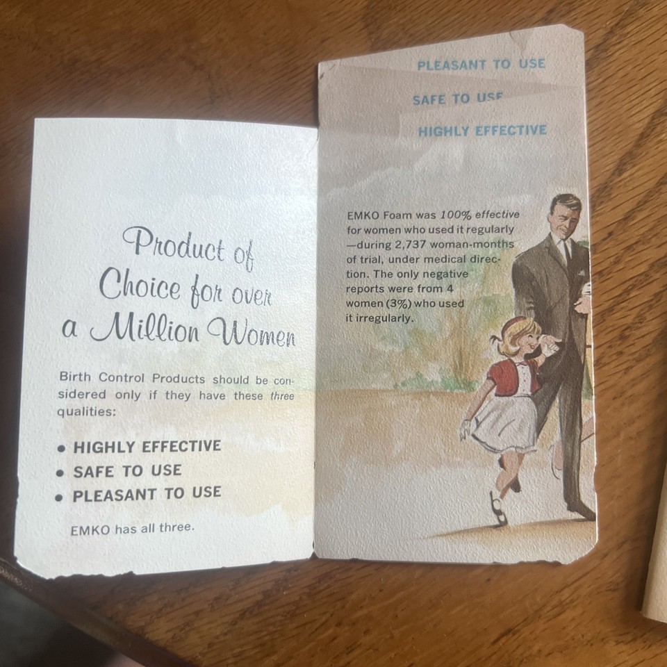 Vintage Birth Control Advertising Pamphlets. Emko Foam And The Pill ...