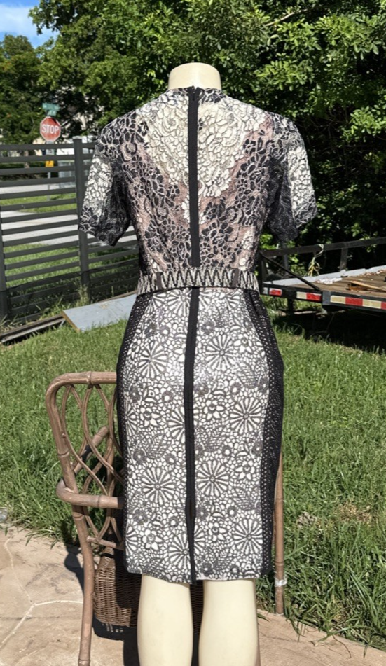 BEGUILE by BYRON LARS Melange Pencil Belted Lace Multi Color Dress Sz 8 ...