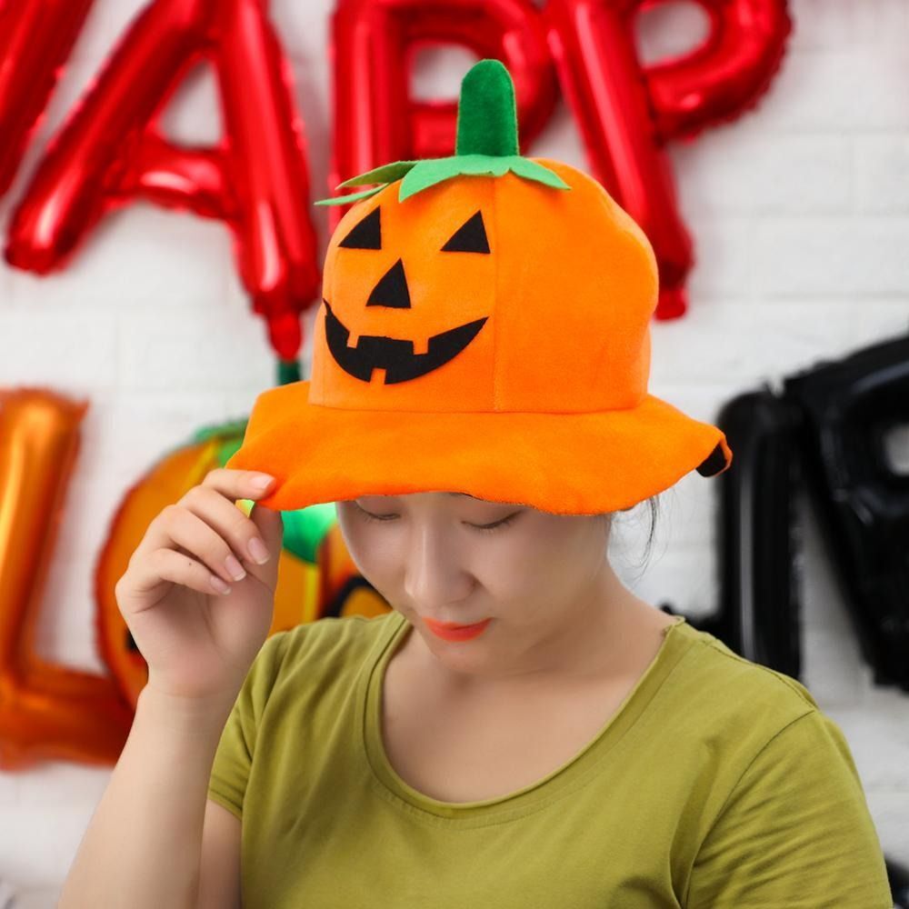 Circular Pumpkin Hat Velvet Orange Hat New Fashion Halloween Cap Women ...