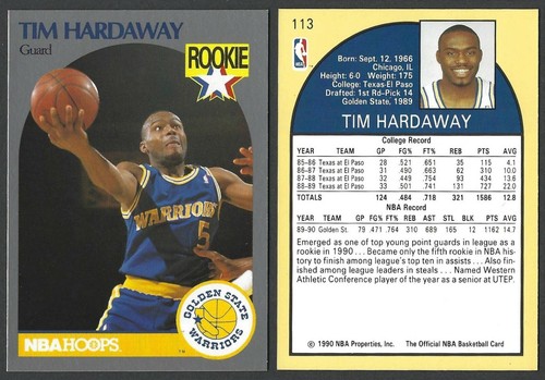 TIM HARDAWAY ROOKIE CARD - 1990 NBA HOOPS # 113 - GOLDEN STATE WARRIORS ...