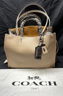 AUTHENTIC COACH ROGUE WITH COLORBLOCK PYTHON DETAIL SATCHEL W DUST BAG ...