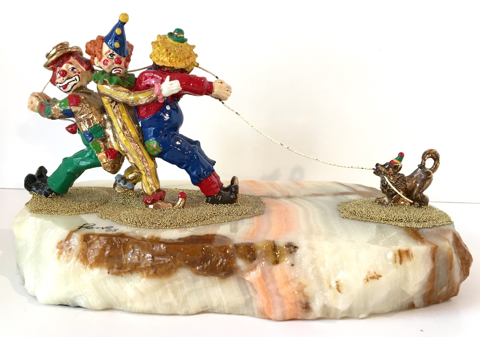 Ron Lee Clowns, “Outnumbered”, Clowns and Dog, Tug-of-war, Rare, Hand ...