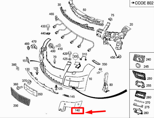 NEW MERCEDES-BENZ GLK X204 FRONT LEFT BUMPER TRIM A2048850722 ORIGINAL ...