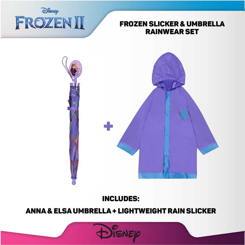 Disney Frozen Elsa & Anna Umbrella & Matching Raincoat Poncho for Girls ...