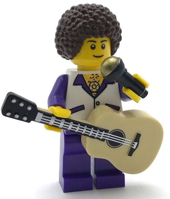 LEGO NEW BAND SOLO SINGER MINIFIG WITH ACOUSTIC GUITAR AND MICROPHONE ...