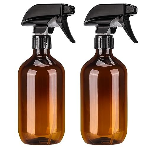 Amber Plastic Spray Bottles - 2 Pack 16oz Empty Refillable Spray Bottle ...