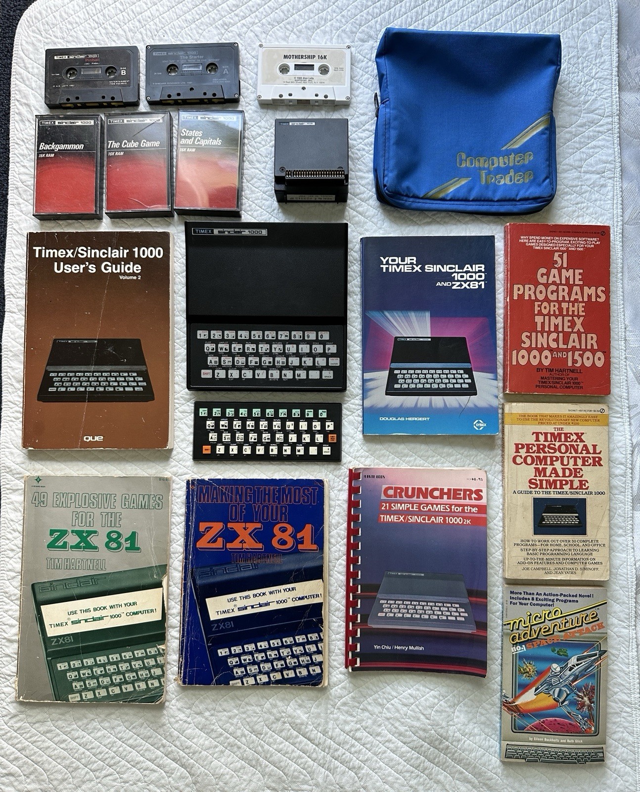 TIMEX Sinclair 1000 Computer, TS-1016 16K RAM, 6 Cassettes, 8 Books ...