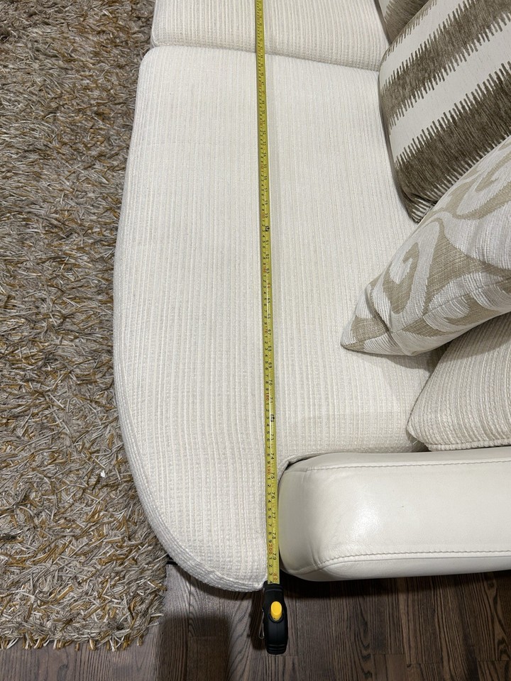 Living room Sofa Set Cream Leather And Fabric | eBay UK